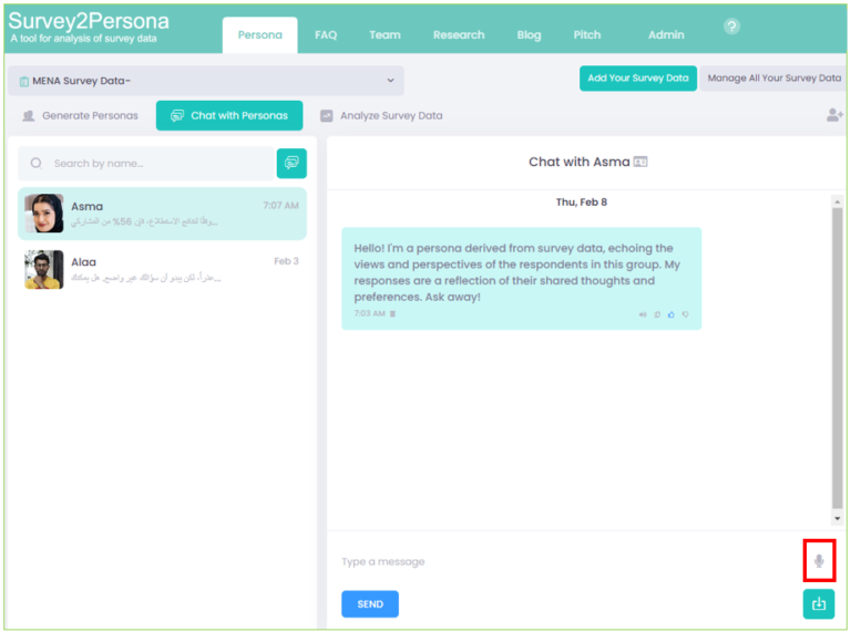 Talking with Personas – with Survey2Persona you can talk with a persona and your persona can ...